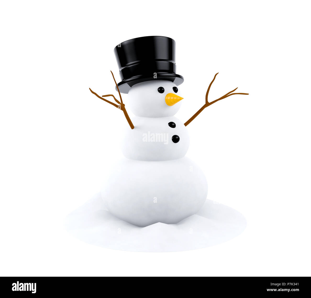 Snowman isolated on white background, 3D rendering Stock Photo - Alamy