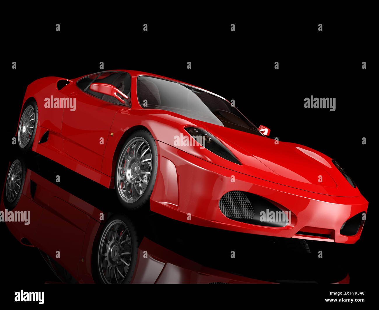Red sport car on dark background, 3D Rendering Stock Photo - Alamy