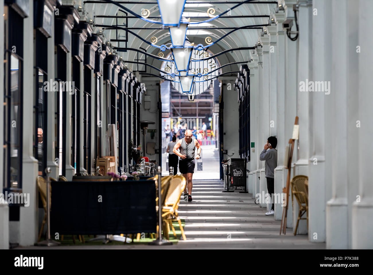 London, UK - June 22, 2018: People man pedestrian running through ...