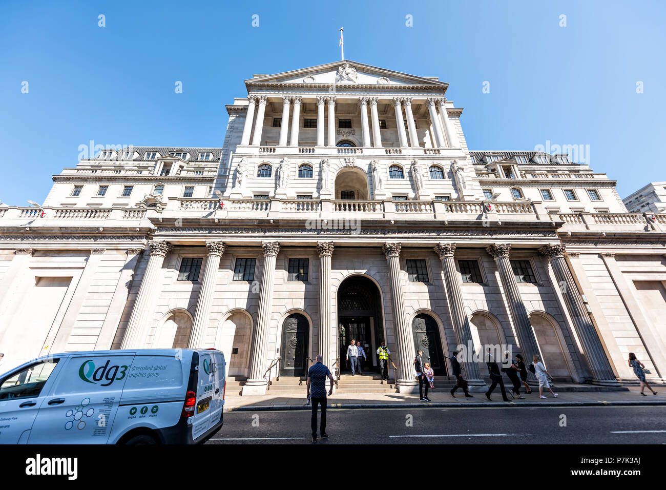 London, UK - June 26, 2018: Bank of England wide angle exterior ...