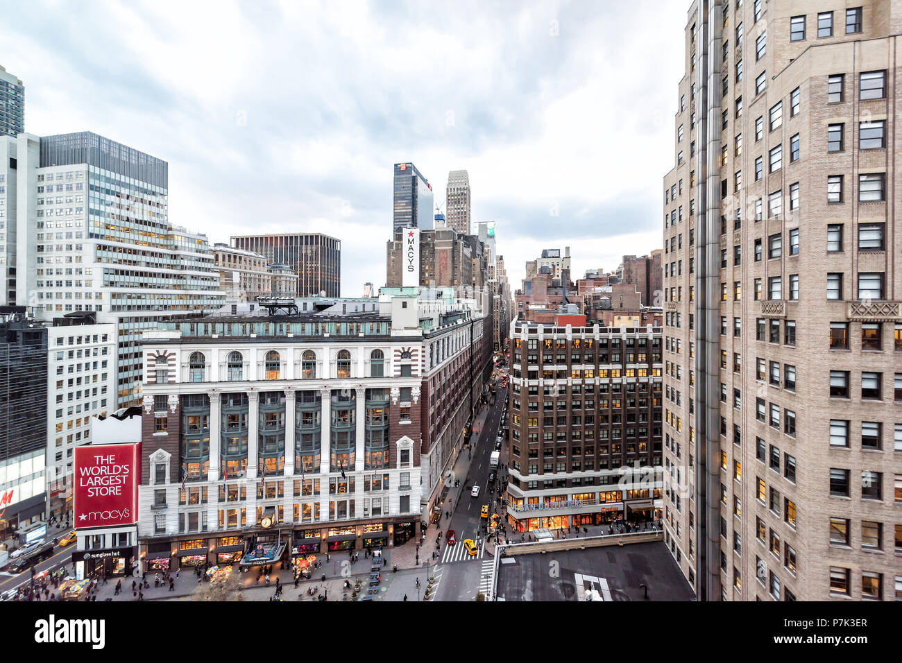 New York City, USA - April 6, 2018: Aerial view of urban cityscape ...