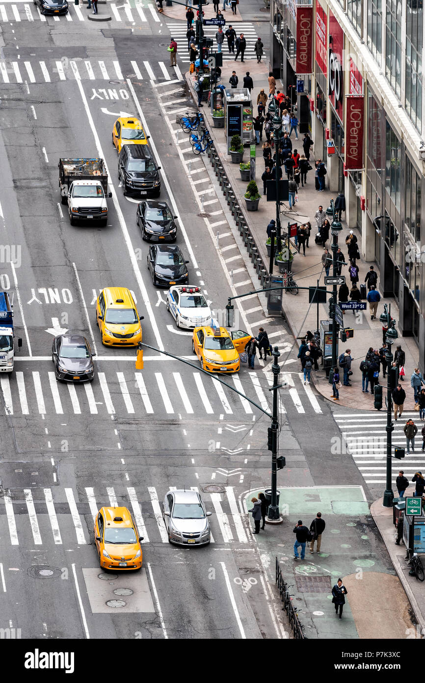 New York City, USA - April 7, 2018: Aerial view of urban 6th avenue ...