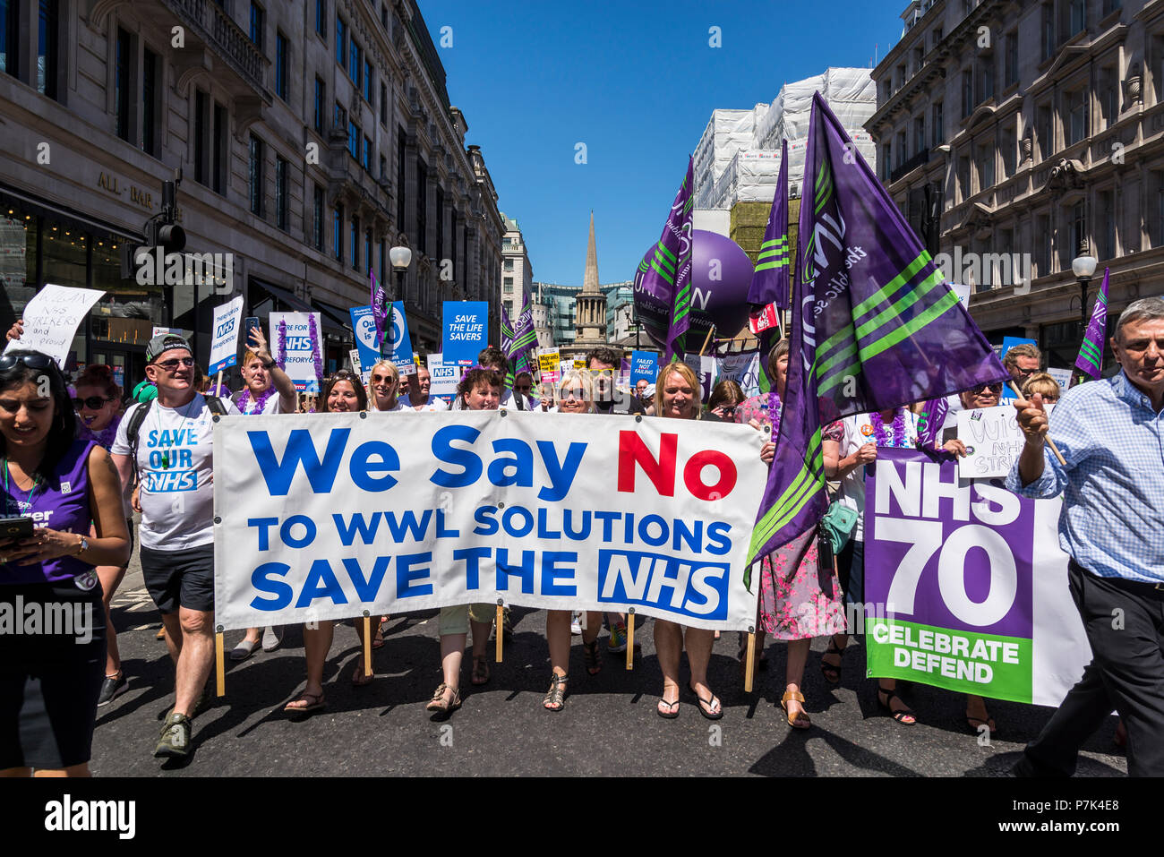 NHS 70th Anniversary March organised by People's Assembly, London, UK, 30/06/2018 Stock Photo ...