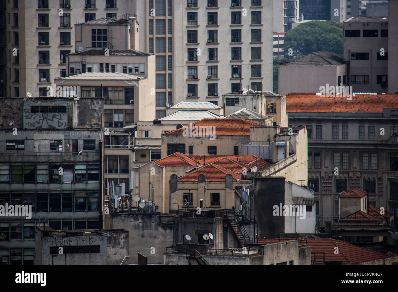 Old and polluted buildings in megalopolis downtown Stock Photo - Alamy