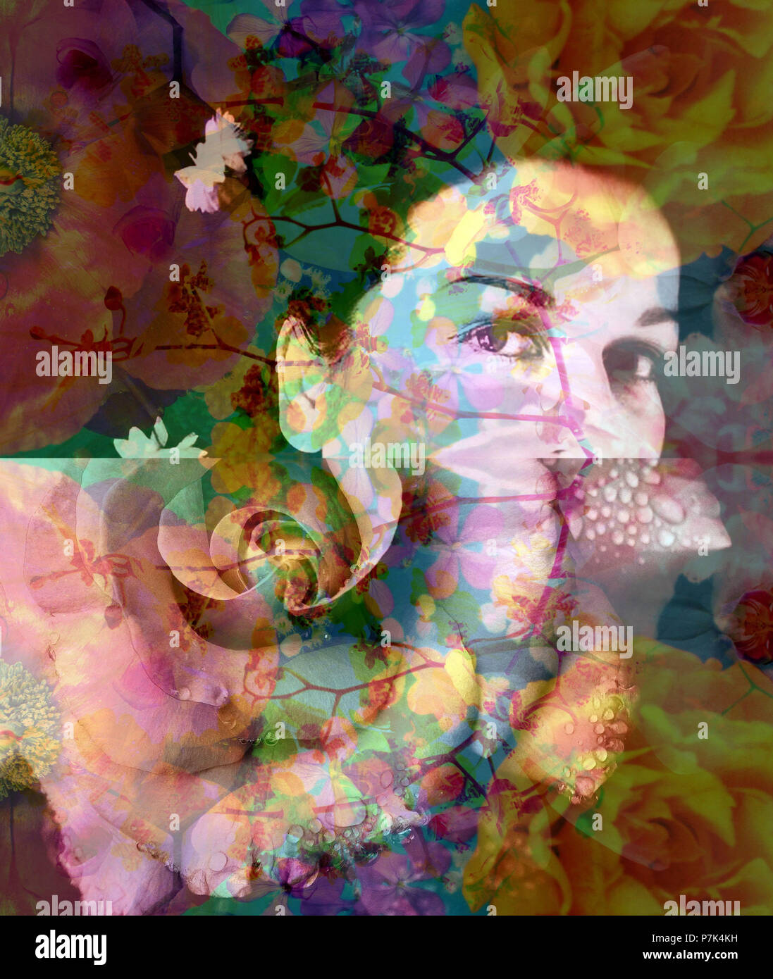 Face and flowers hi-res stock photography and images - Alamy