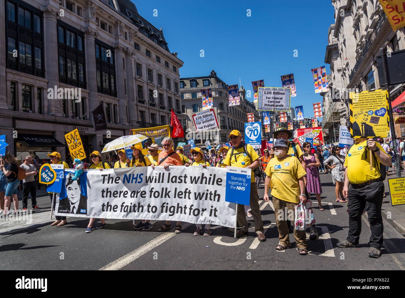NHS 70th Anniversary March organised by People's Assembly, Nye Bevan ...