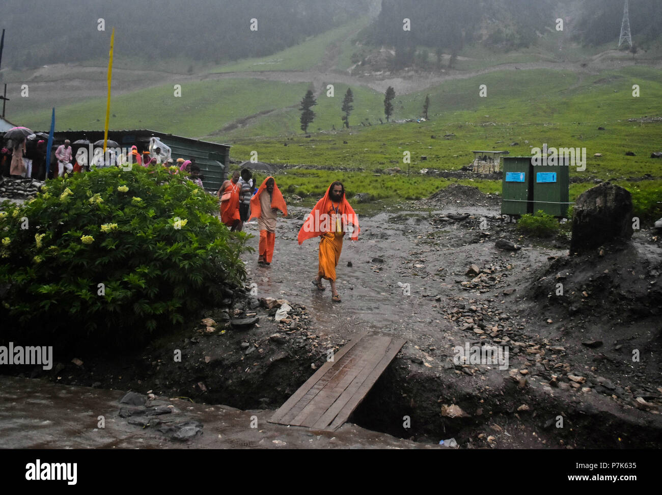 Hindu pilgrims seen making their pilgrimage to the sacred Amarnath Cave ...