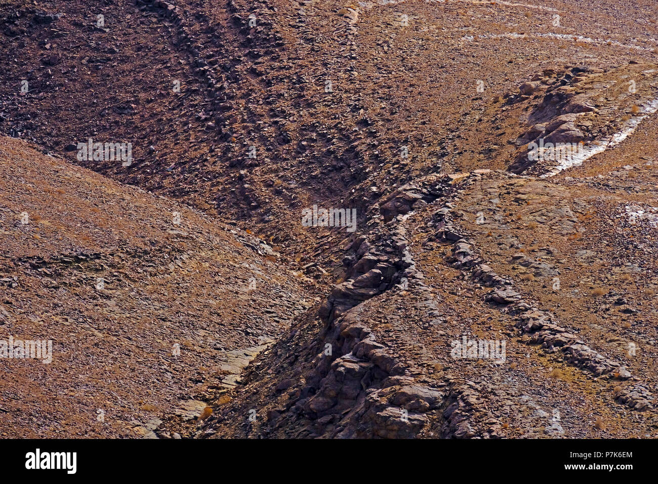 unfolded, eroded rocks at the Orange River / Oranjerivier (border river ...