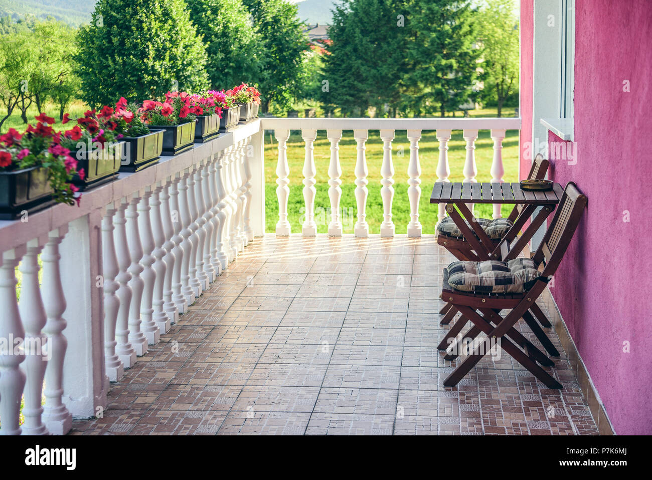 Balcony with a beautiful terrace Stock Photo - Alamy