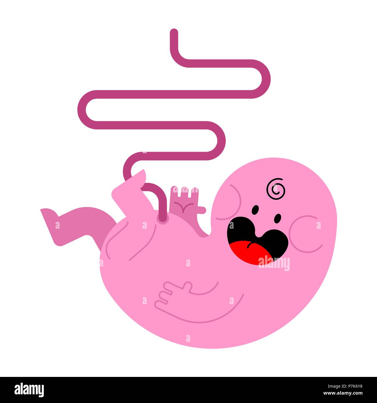 Newborn baby with umbilical cord isolated. embryo vector illustration ...