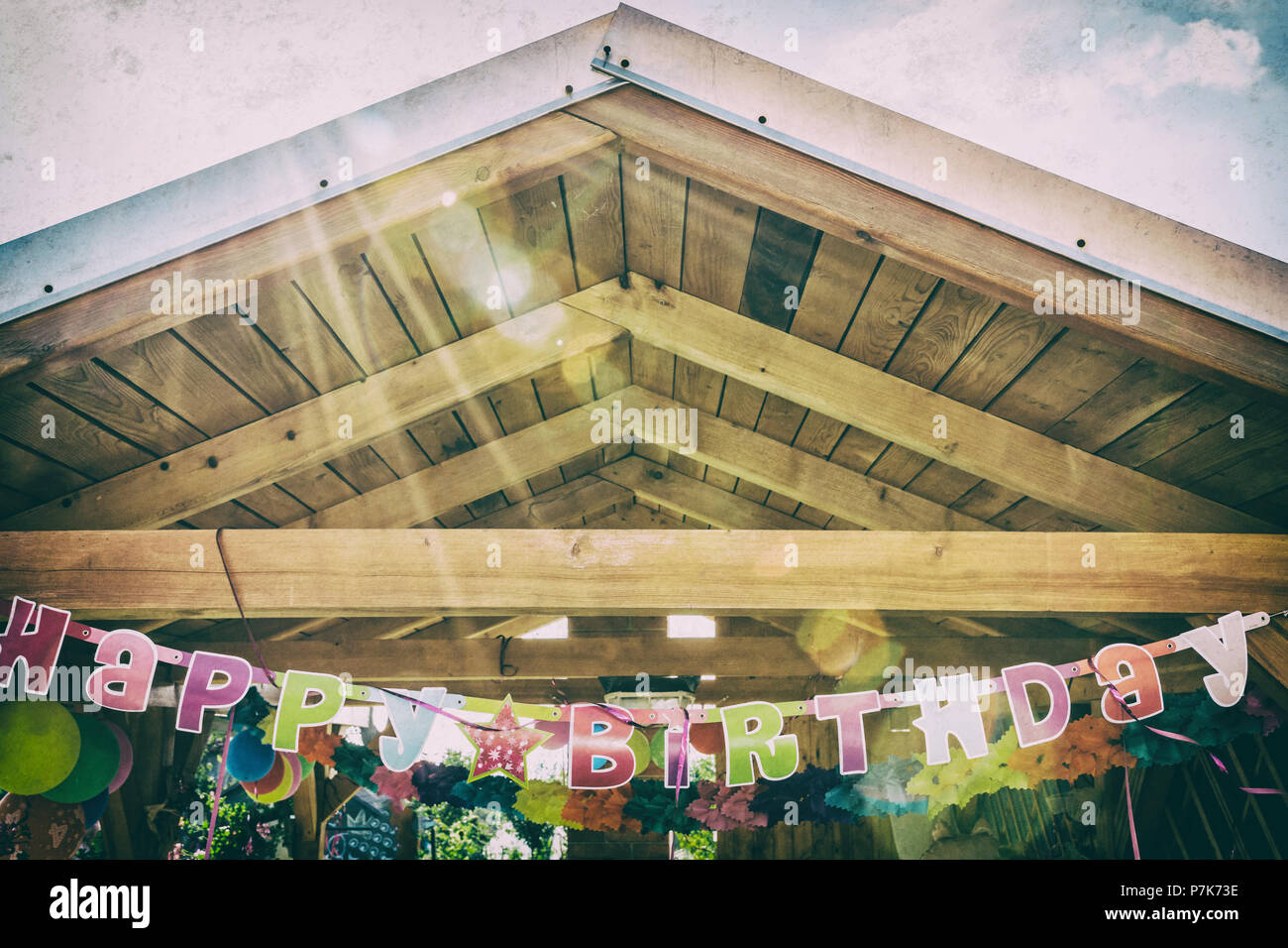 Happy Birthday theme. Party and celebrations. Analog photo filter with ...