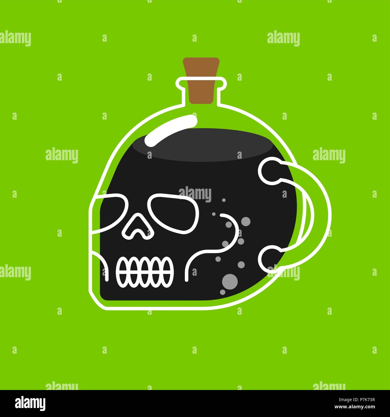 Skull bottle of poison. potion isolated. Vector illustration Stock ...
