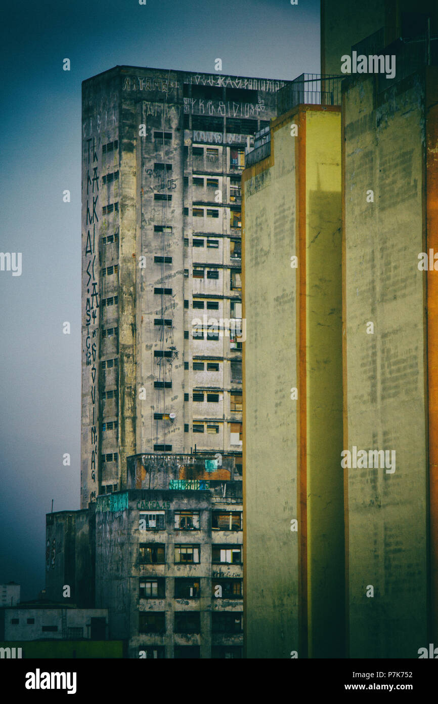 Abandoned condemned huge buildings used as slum by social housing ...