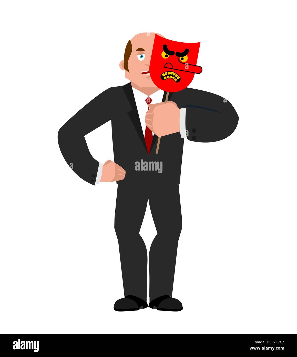 Businessman Good face and evil mask. Vector illustration Stock Vector ...