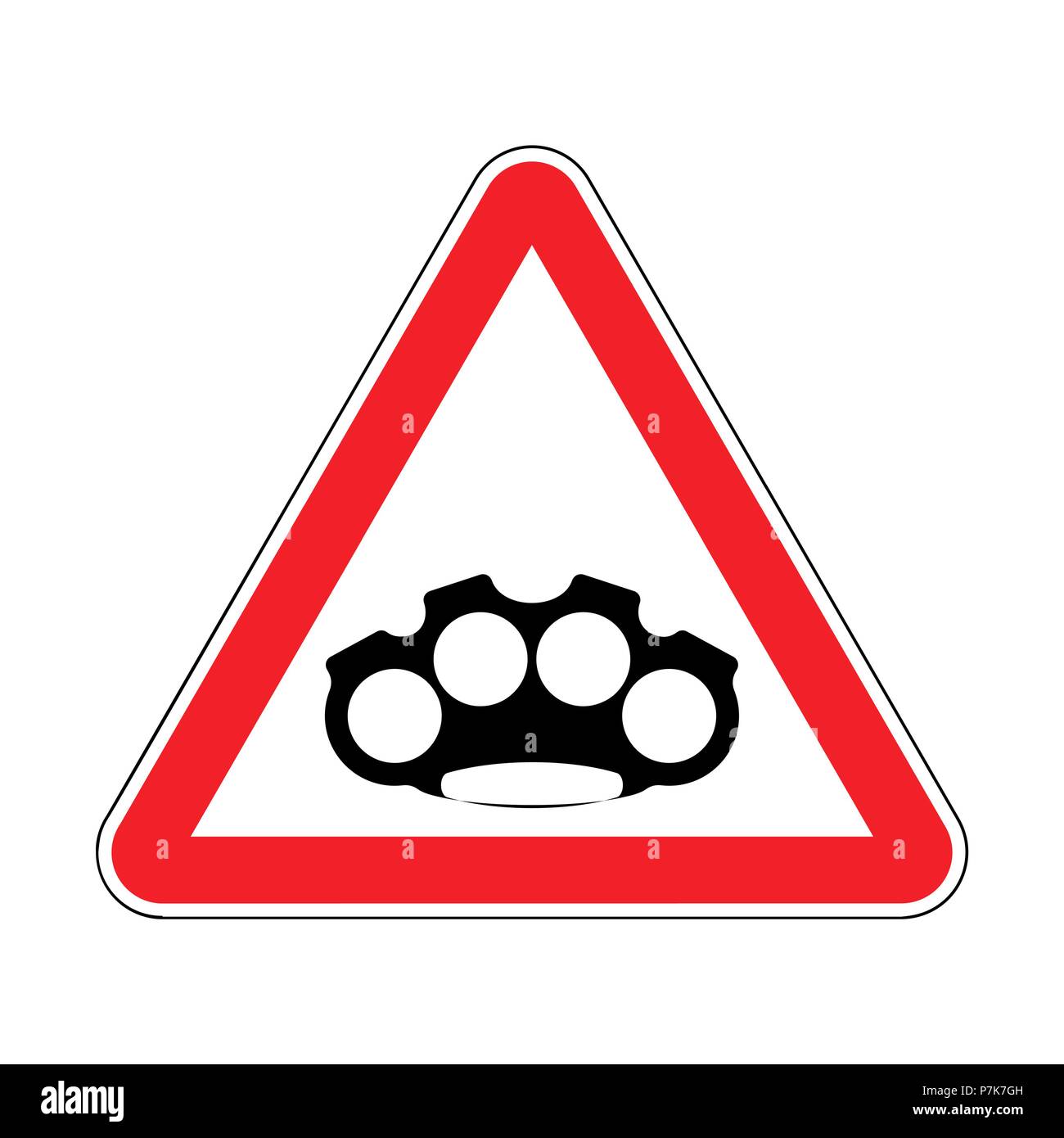 Attention brass knuckle. Caution Weapon Robber. Red Road prohibitory ...