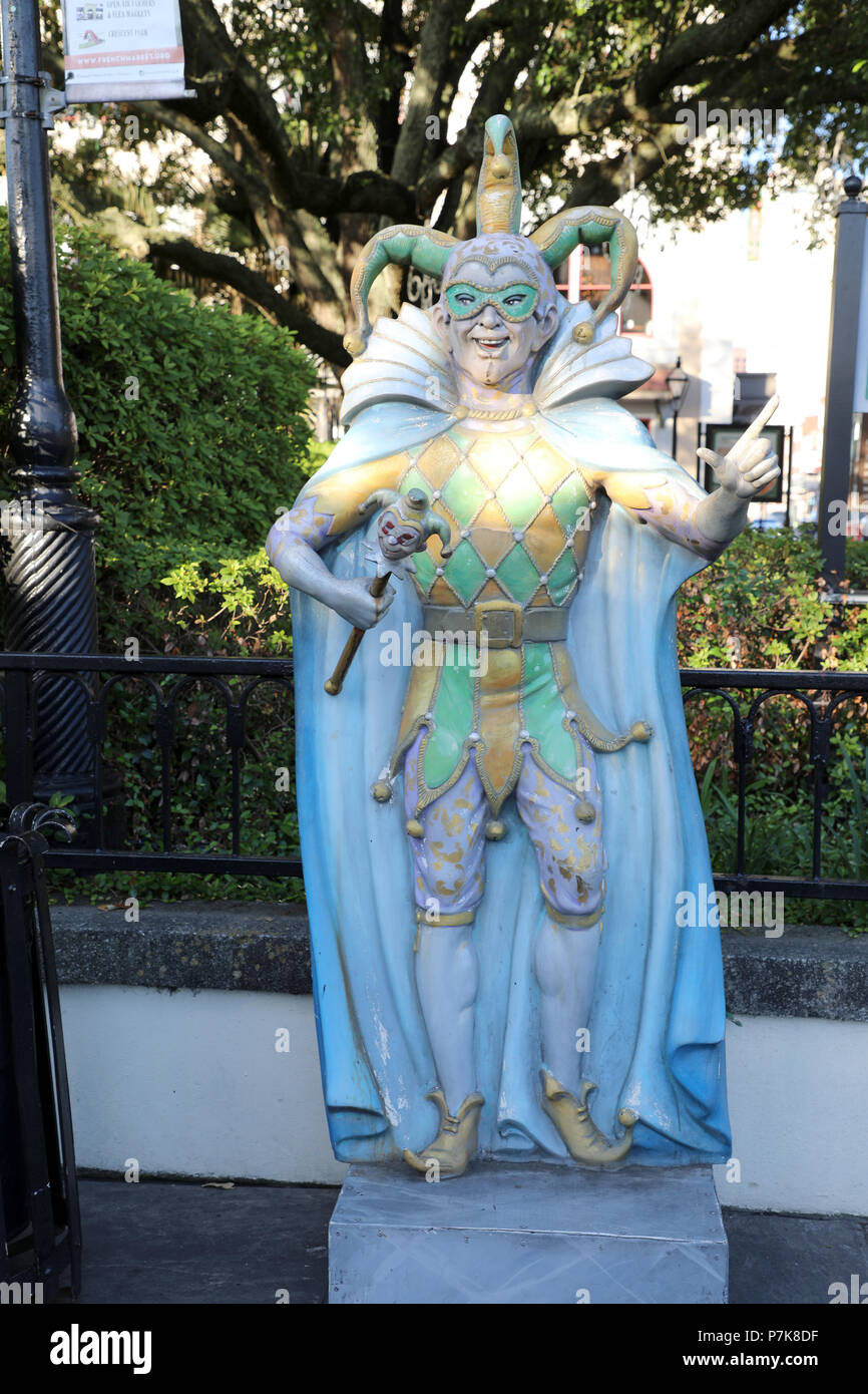 Harlequin Statue in New Orleans, Louisiana USA Stock Photo - Alamy