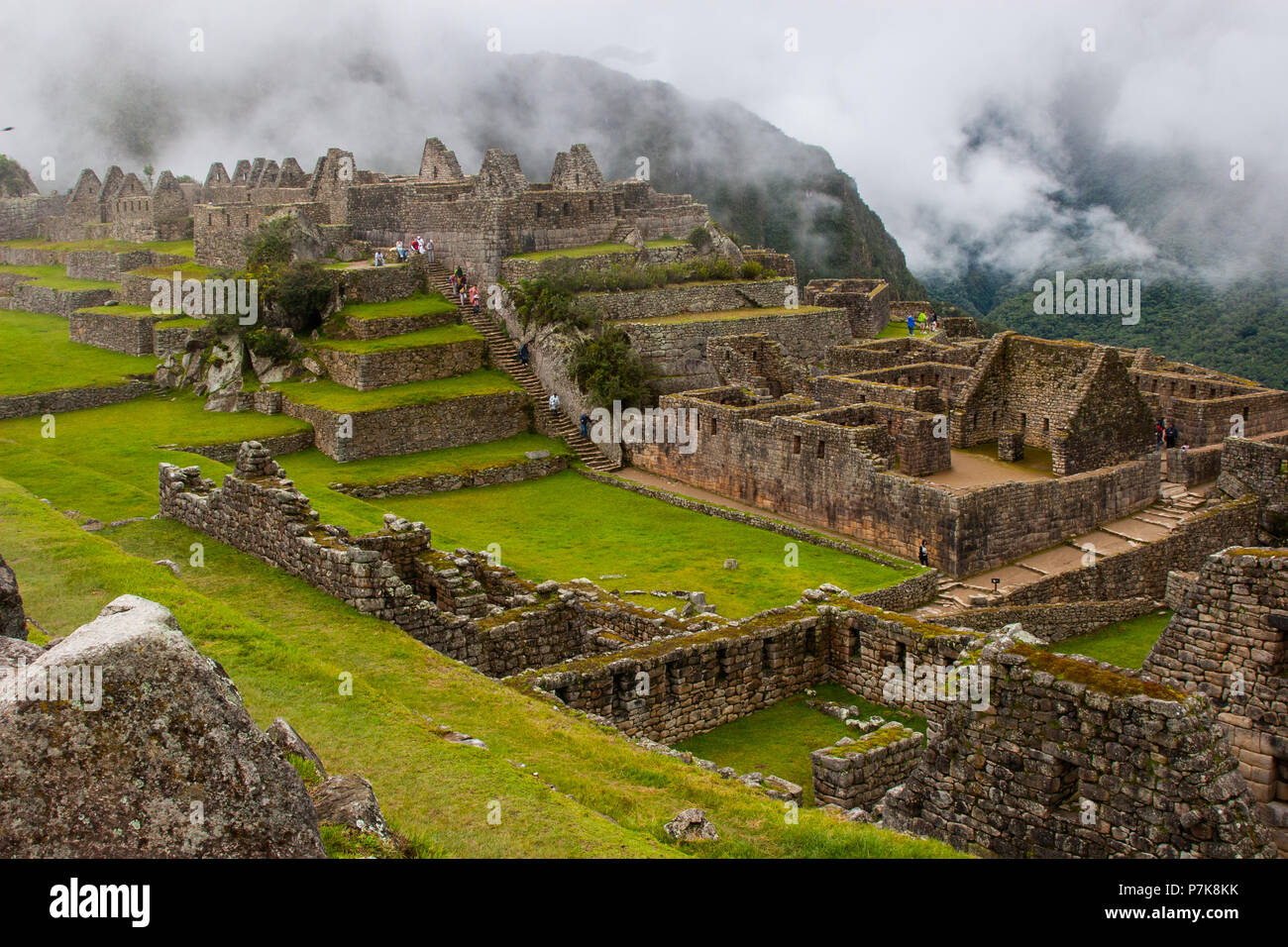 South America Ancient City Ruins Agricultural Terraces, Machu Picchu,