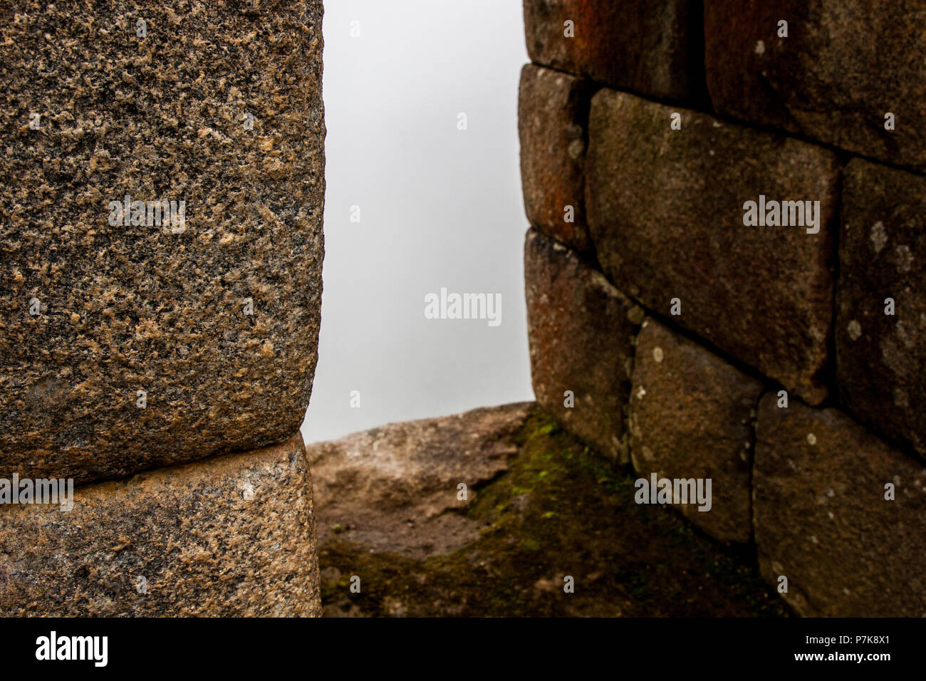 Ancient stone Inca window detail at Machu Picchu. Peru. Soth America ...