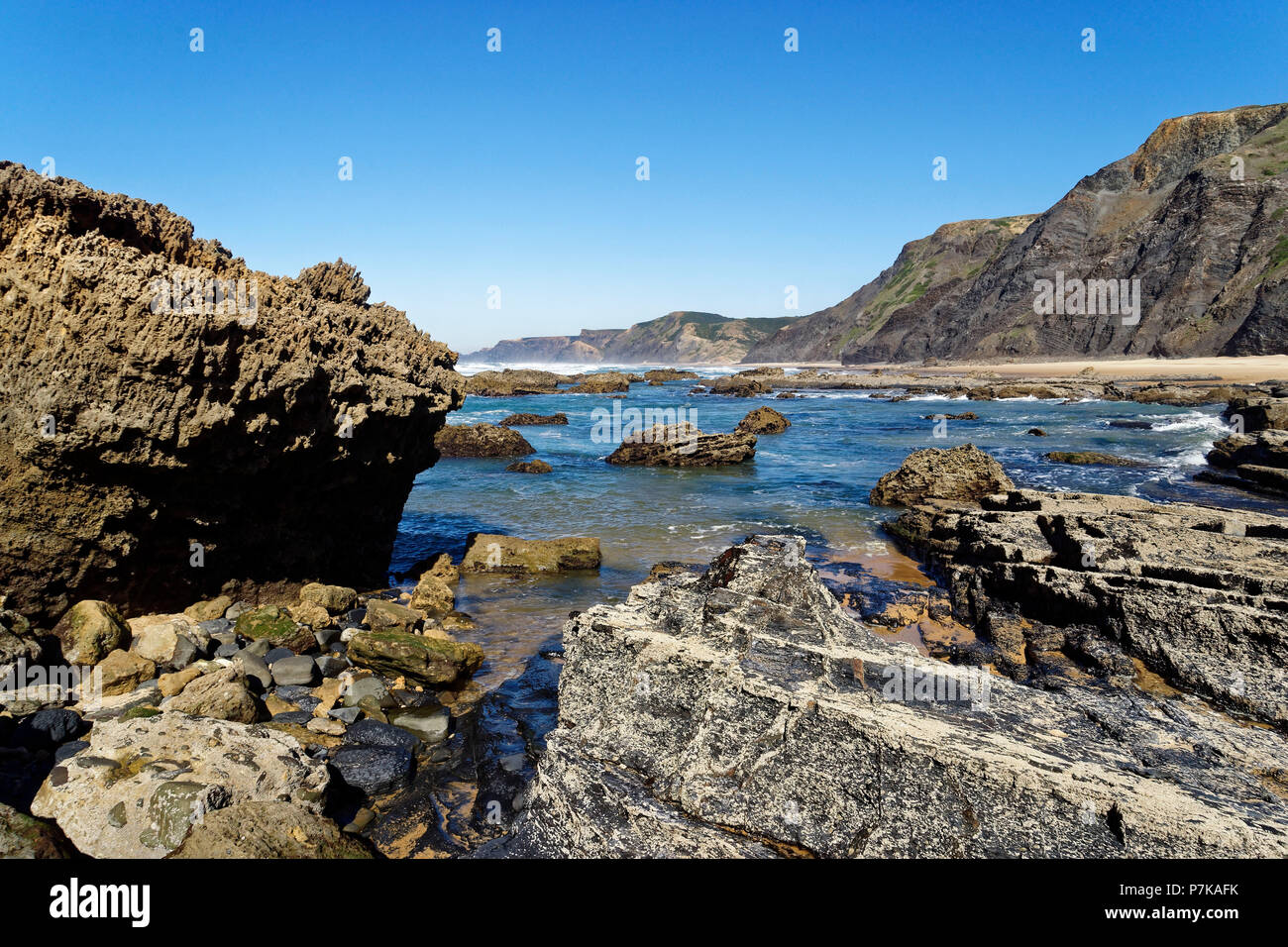 Praia da Cordoama and Praia do Castelejo on the Atlantic Ocean near ...