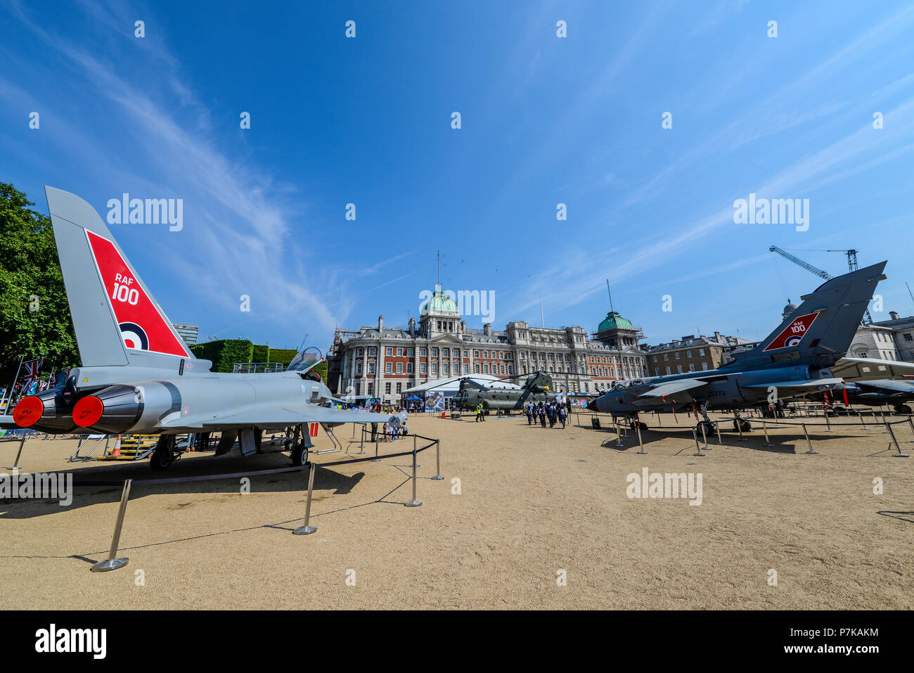 RAF100 Aircraft Tour Horse Guards Parade, London. Royal Air Force 100 centenary event. RAF 100 ...