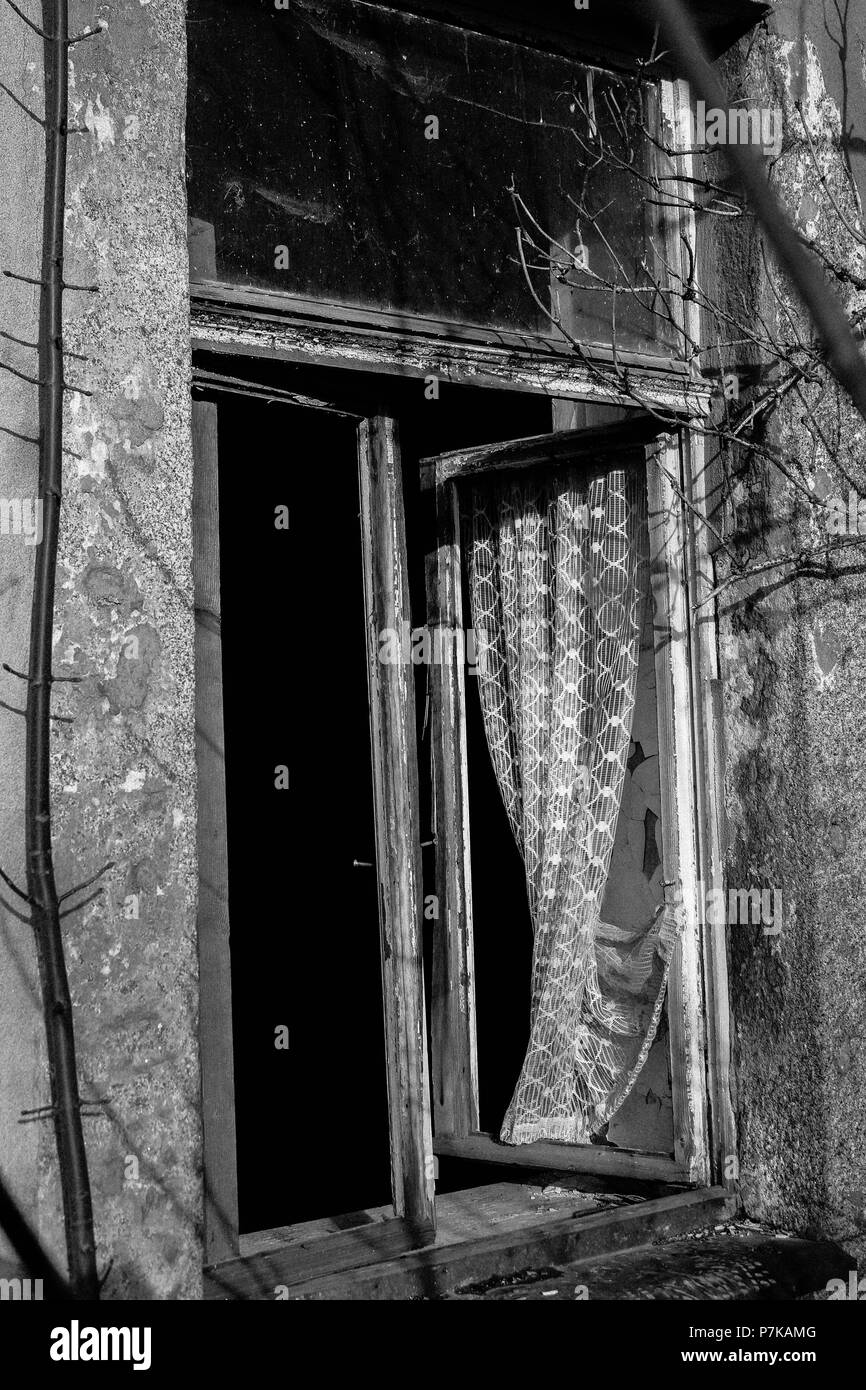 Old open window Black and White Stock Photos & Images - Alamy