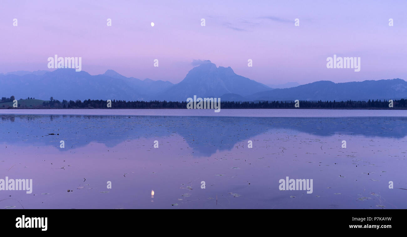 Moonrise over the Hopfensee, Allgäu, Bavaria, Germany Stock Photo - Alamy