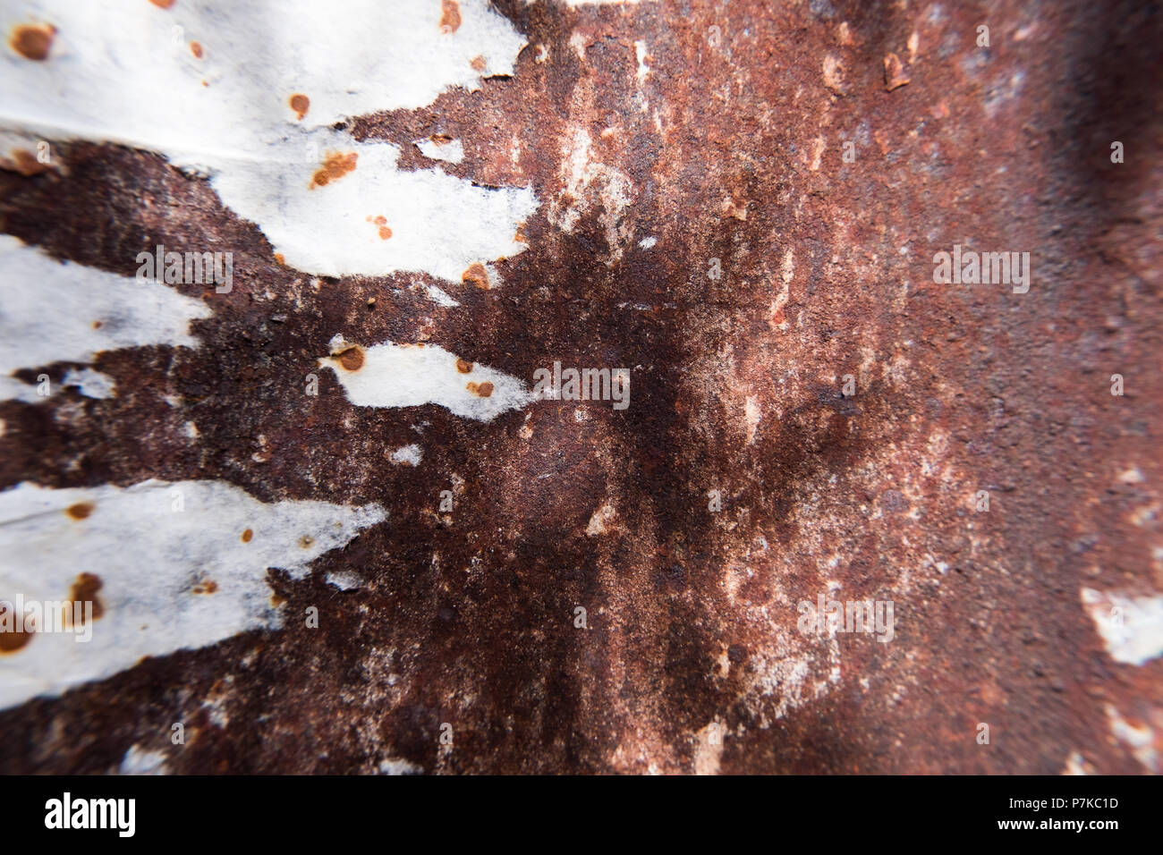 Worn rusty metal surface with pieces of old torn paper. Background ...