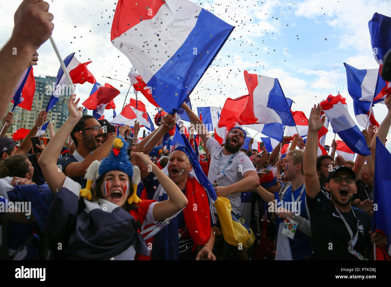 Nizhny Novgorod, Russia. 6th July, 2018. French football fans seen ...