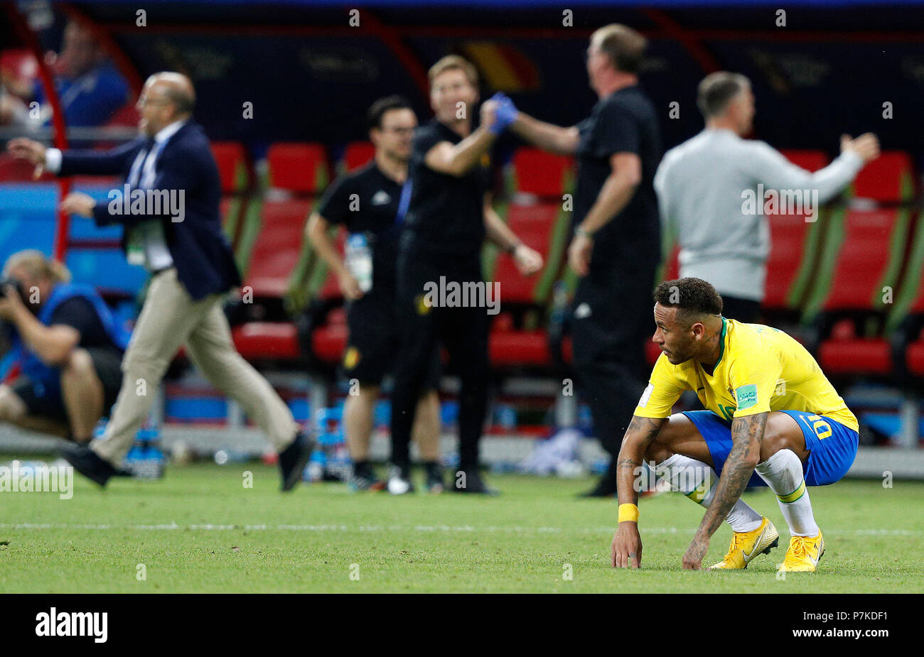 Kazan, Russia. 6th July 2018. Neymar do Brasil regrets bidding during ...