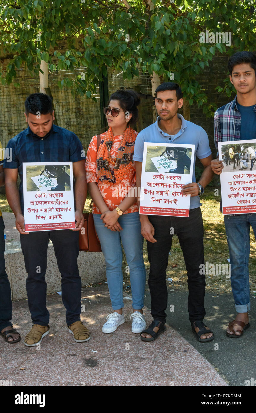London , UK. 6th Jul 2018. A protest in Altab Ali Park, Whitechapel by ...