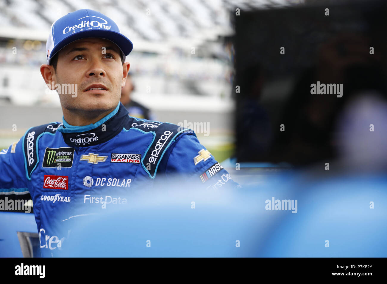 Daytona Beach, Florida, USA. 6th July, 2018. Kyle Larson (42) hangs out ...