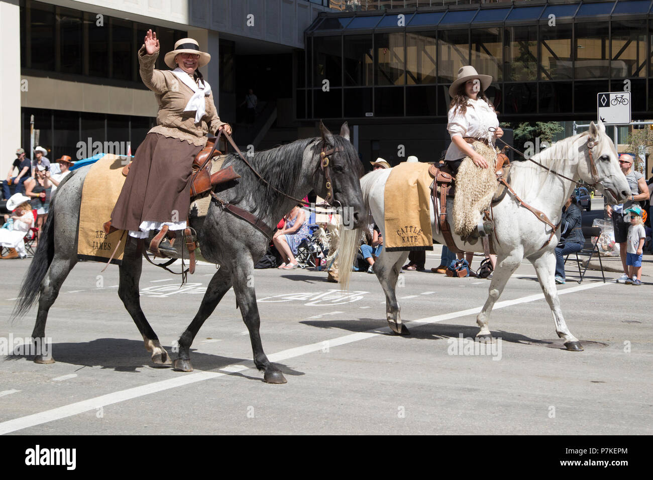 Calgary, Canada. 6th July, 2018. Women of the Wild West parade entry ...