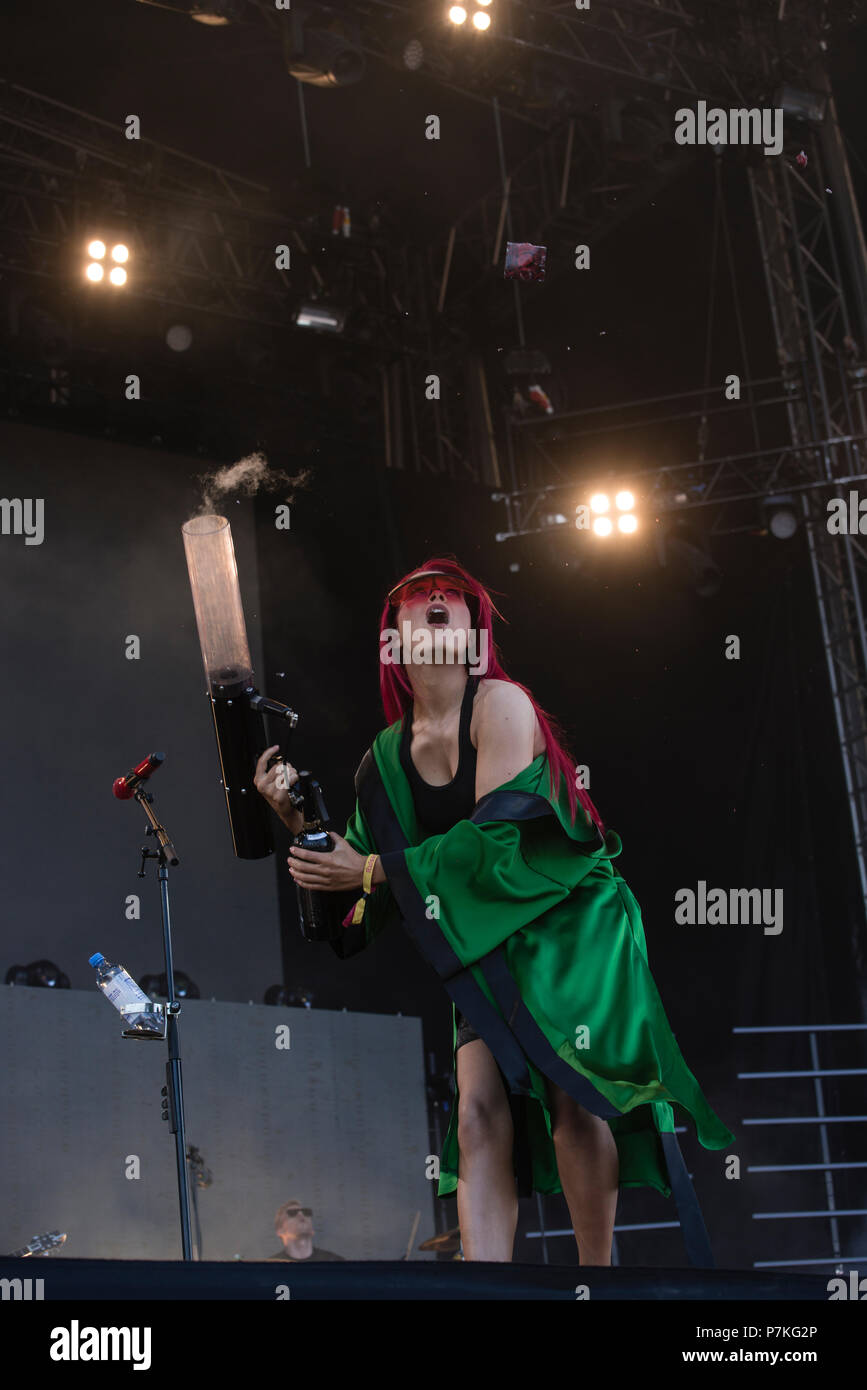 Turku, Finland. 6th July 2018. Finnish singer songwriter Sanni ...