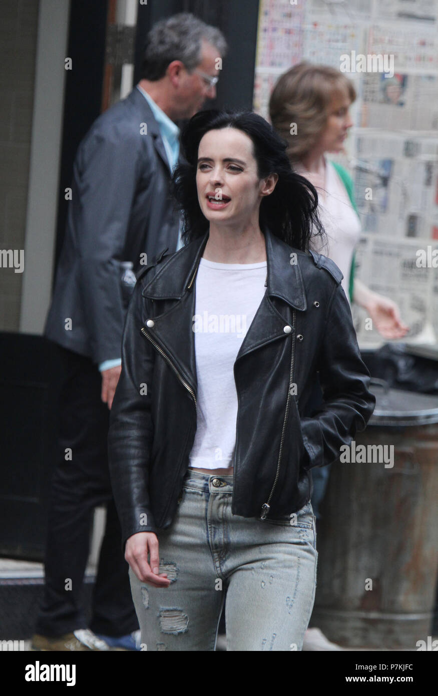 New York, USA. 6th July 2018. Krysten Ritter on the set of Netflix's ...