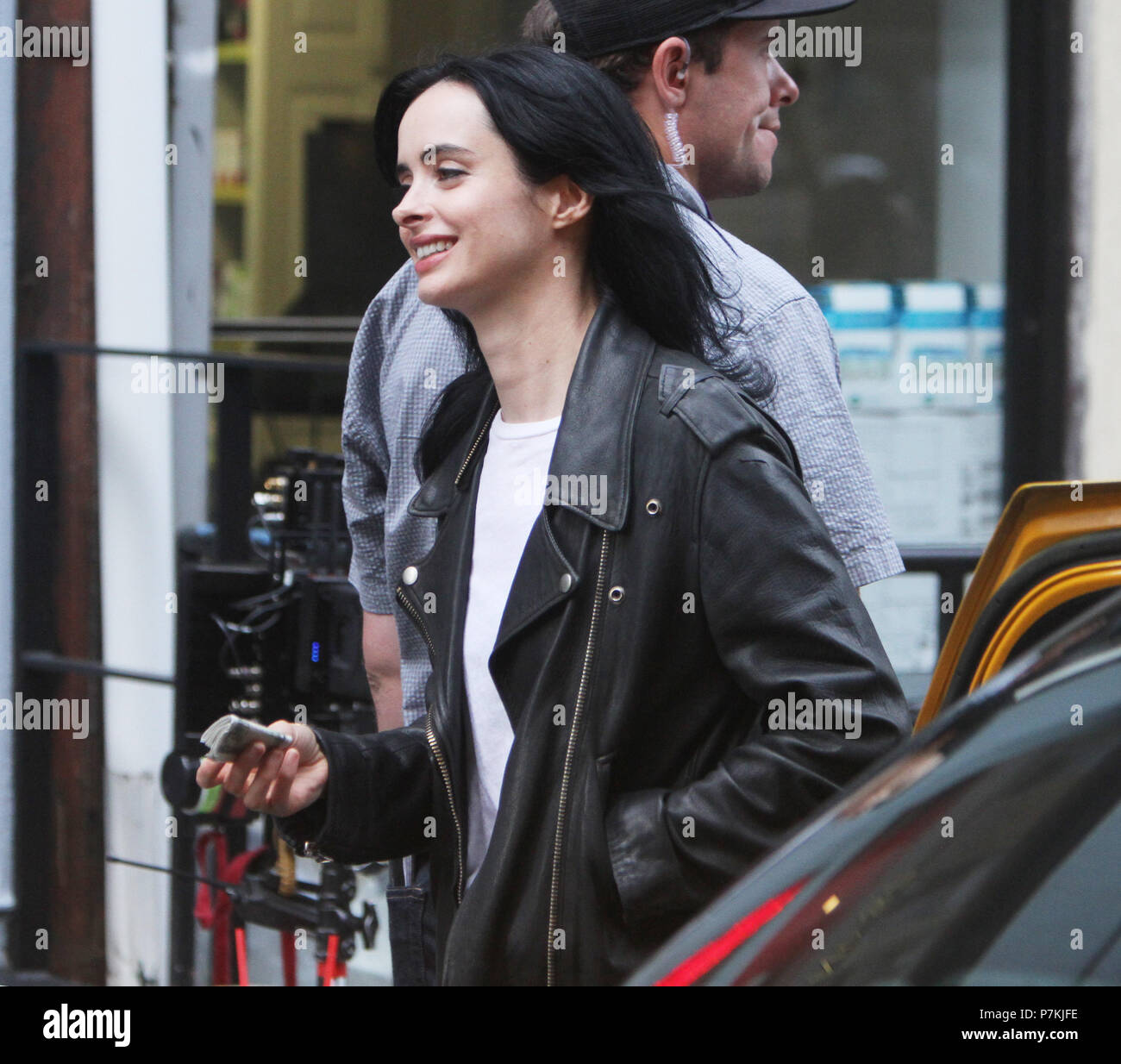 New York, USA. 6th July 2018. Krysten Ritter on the set of Netflix's ...