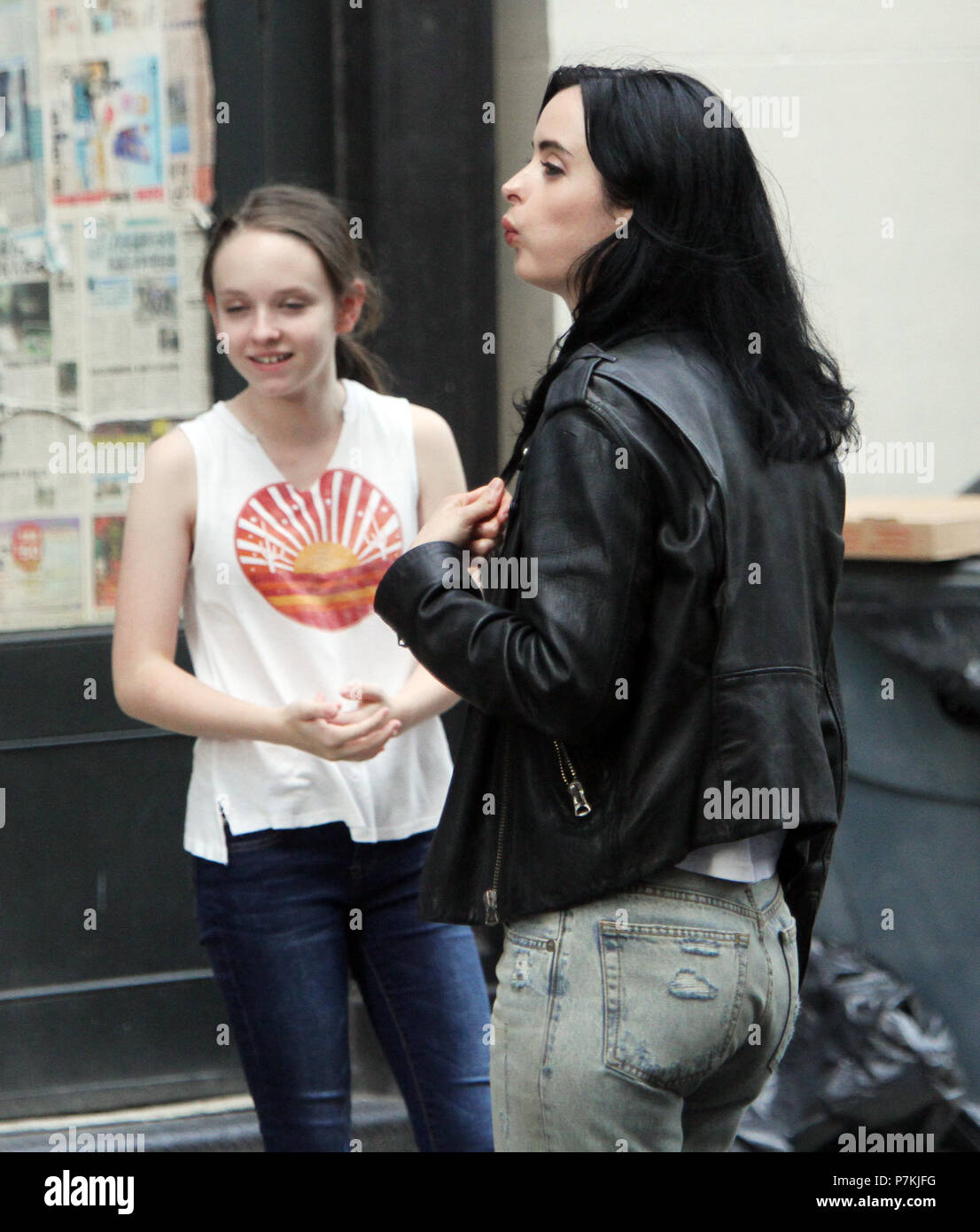 New York, USA. 6th July 2018. Krysten Ritter on the set of Netflix's ...