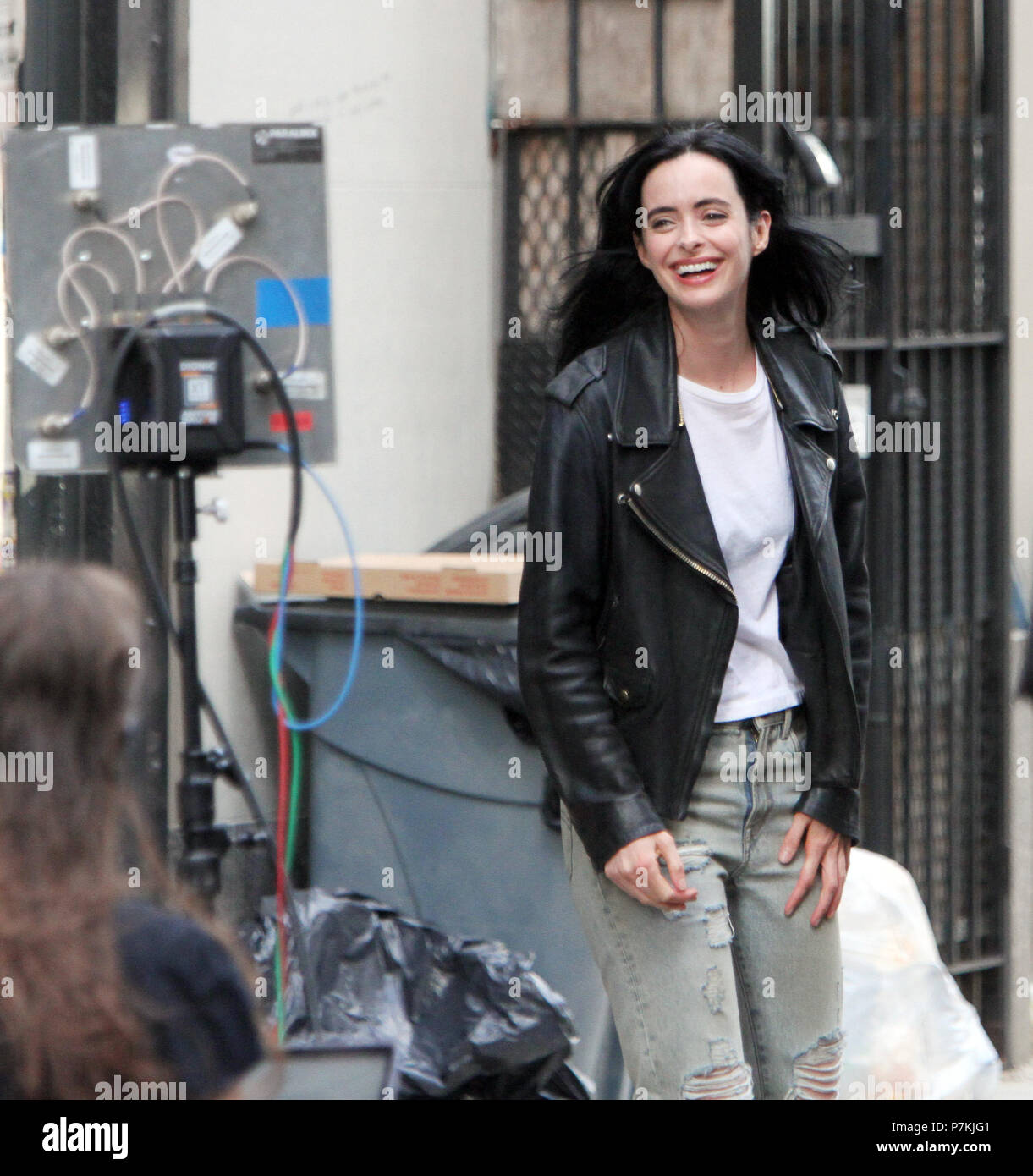 New York, USA. 6th July 2018. Krysten Ritter on the set of Netflix's ...