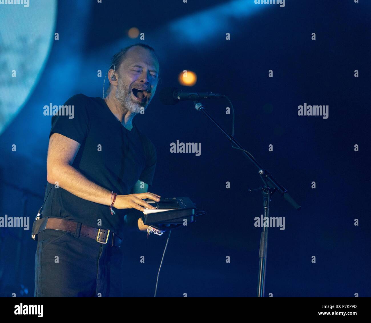 Chicago, Illinois, USA. 6th July, 2018. THOM YORKE of Radiohead as they ...