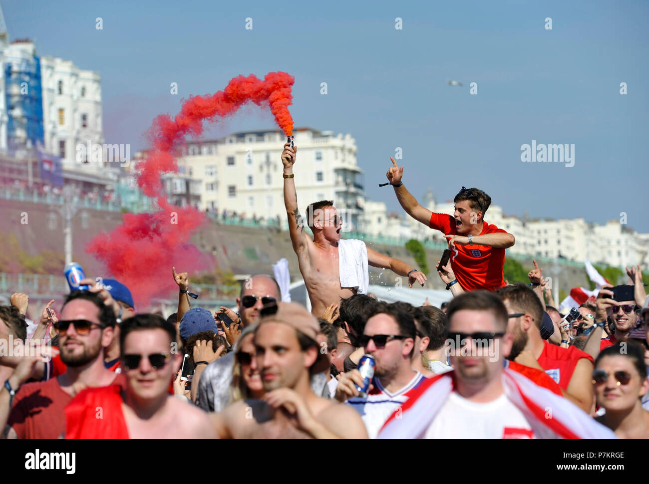 Football crowd celebrating with flares hi-res stock photography and ...