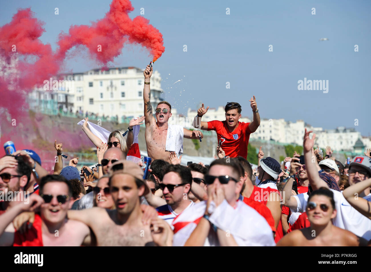 Football crowd celebrating with flares hi-res stock photography and ...