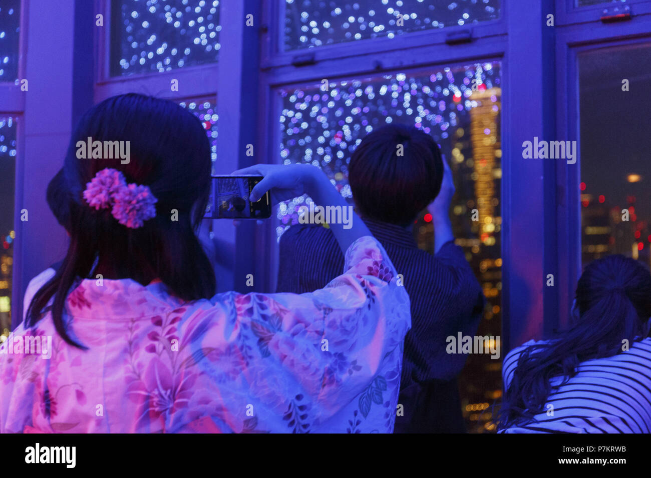 July 7, 2018 - Tokyo, Japan - Visitors wearing traditional Japanese ...