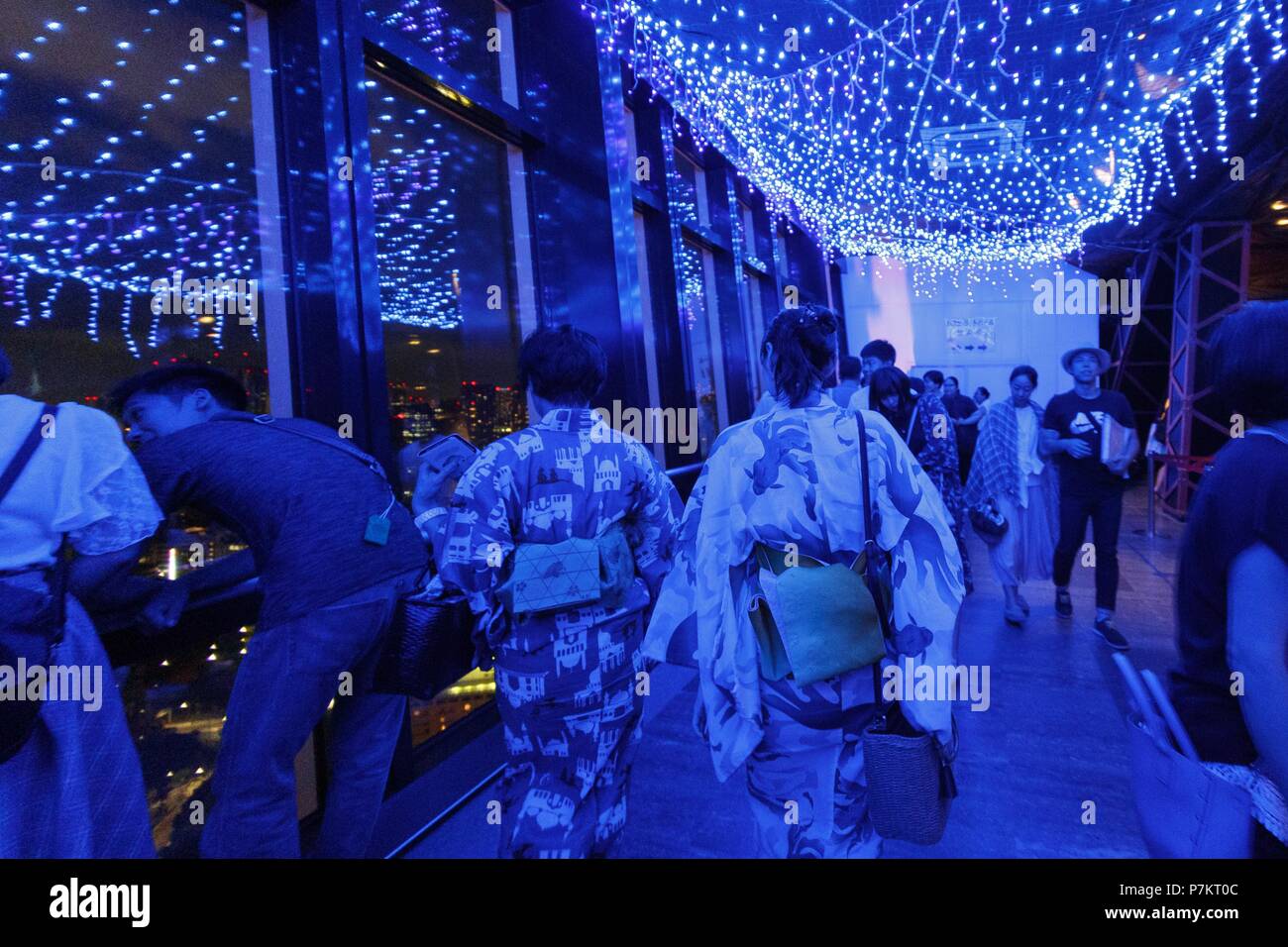 Tokyo, Japan. 7th July, 2018. Visitors wearing traditional Japanese ...
