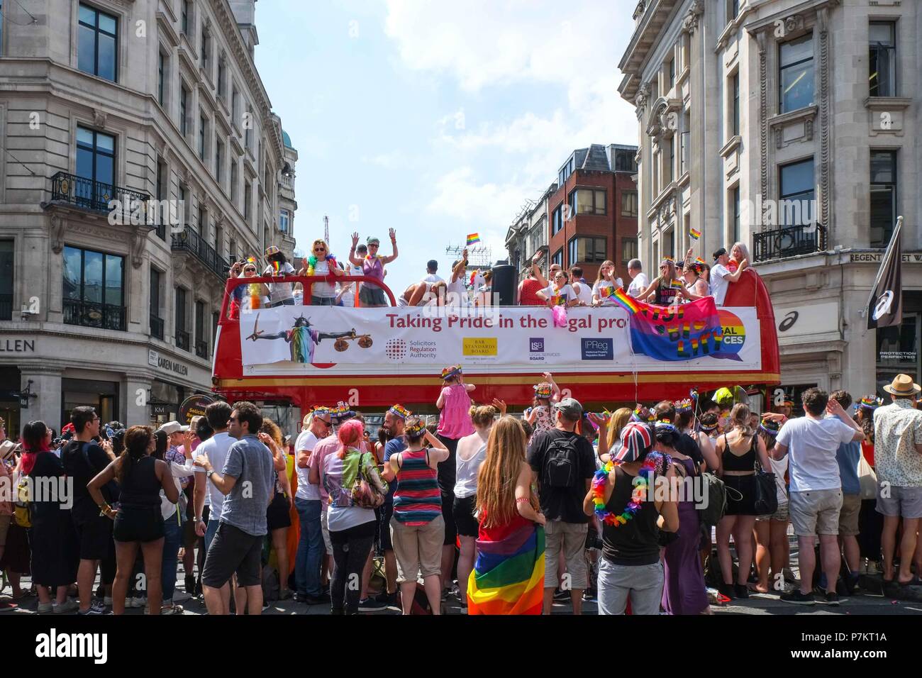 London 7th July 2018: Crowds watch the London Pride parade at Oxford ...