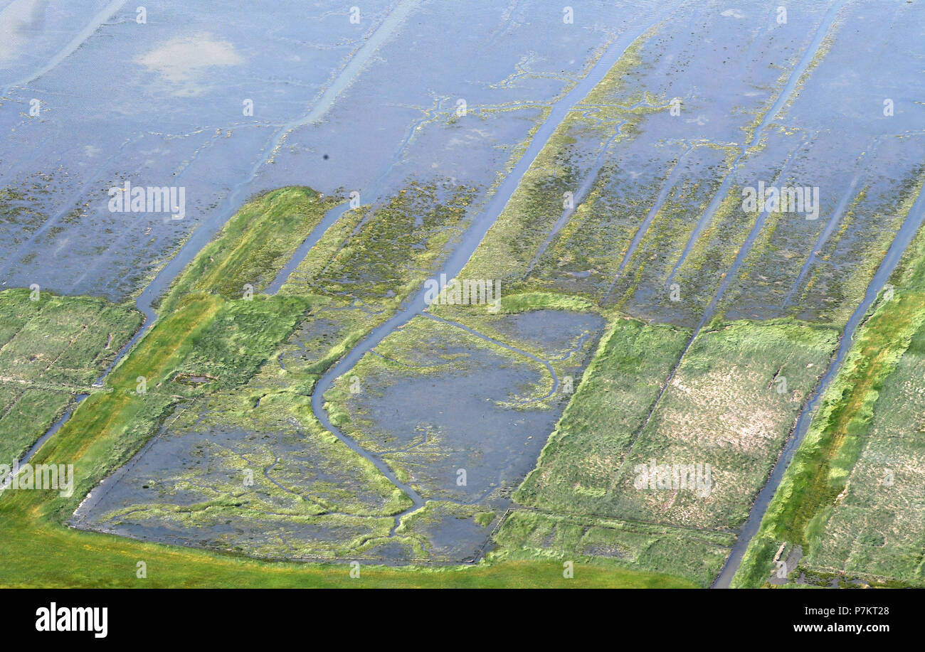 Wilhelmshaven, Germany. 15th June, 2018. Aerial view of the salt ...