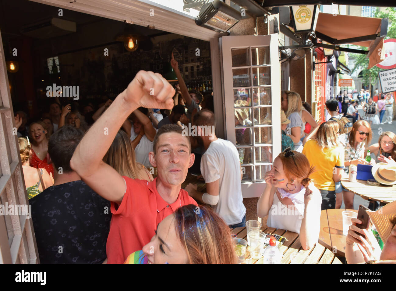 Soho, London, UK. 7th July 2018. England fans at De Hems bar in Soho ...