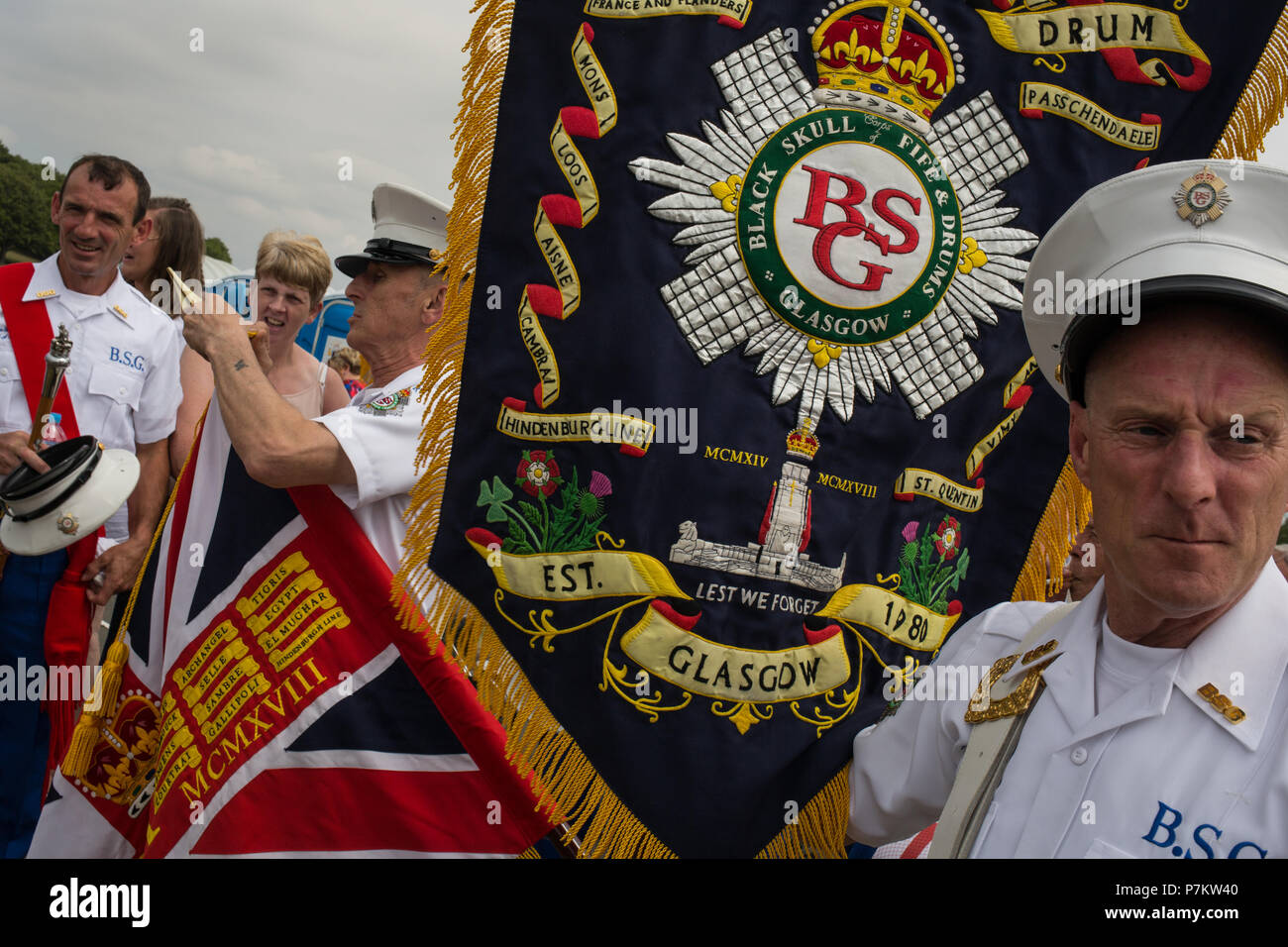Glasgow, Scotland, on 7 July 2018. The annual Parade of Orange Order ...
