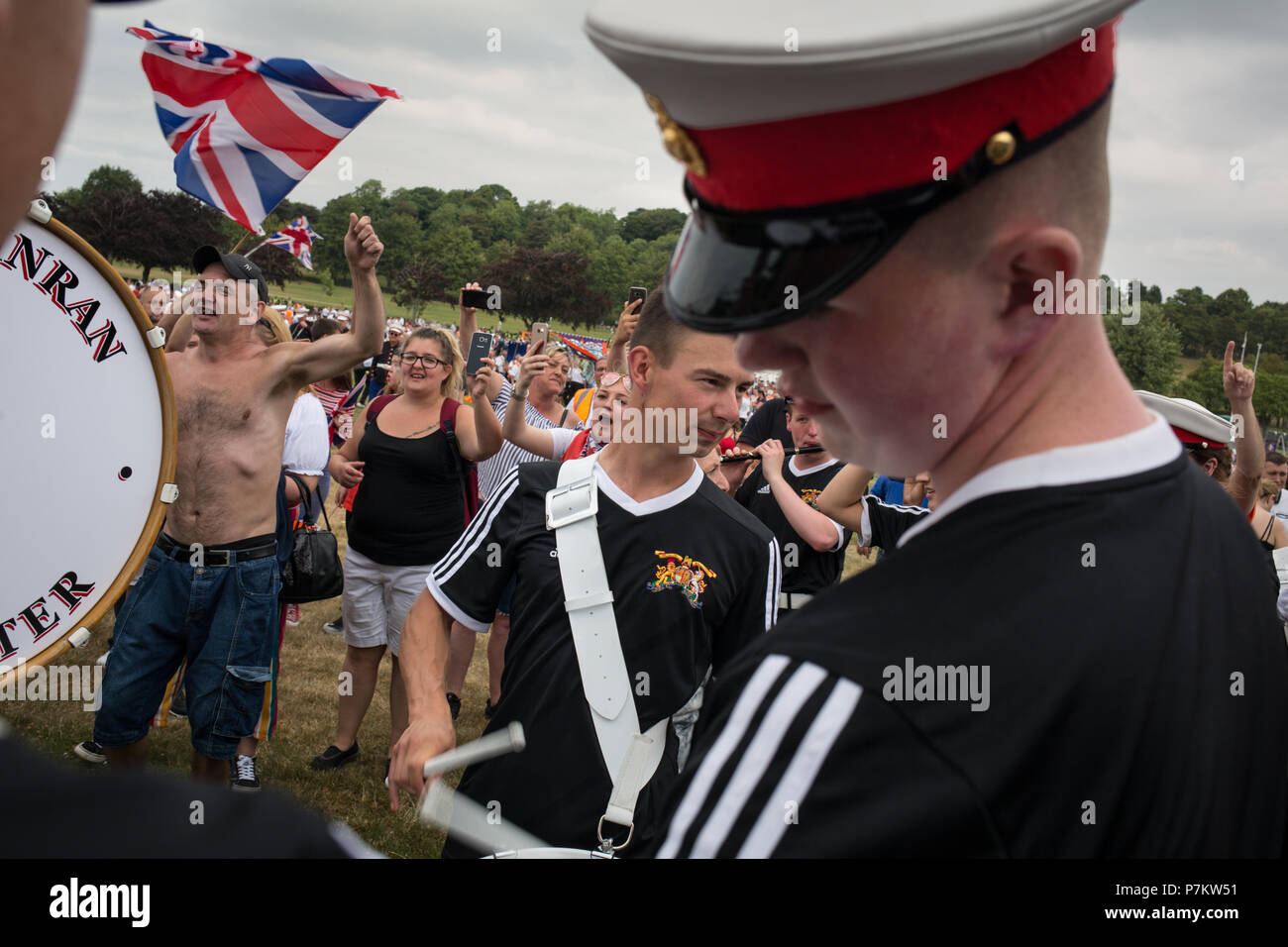 Glasgow, Scotland, on 7 July 2018. The annual Parade of Orange Order ...