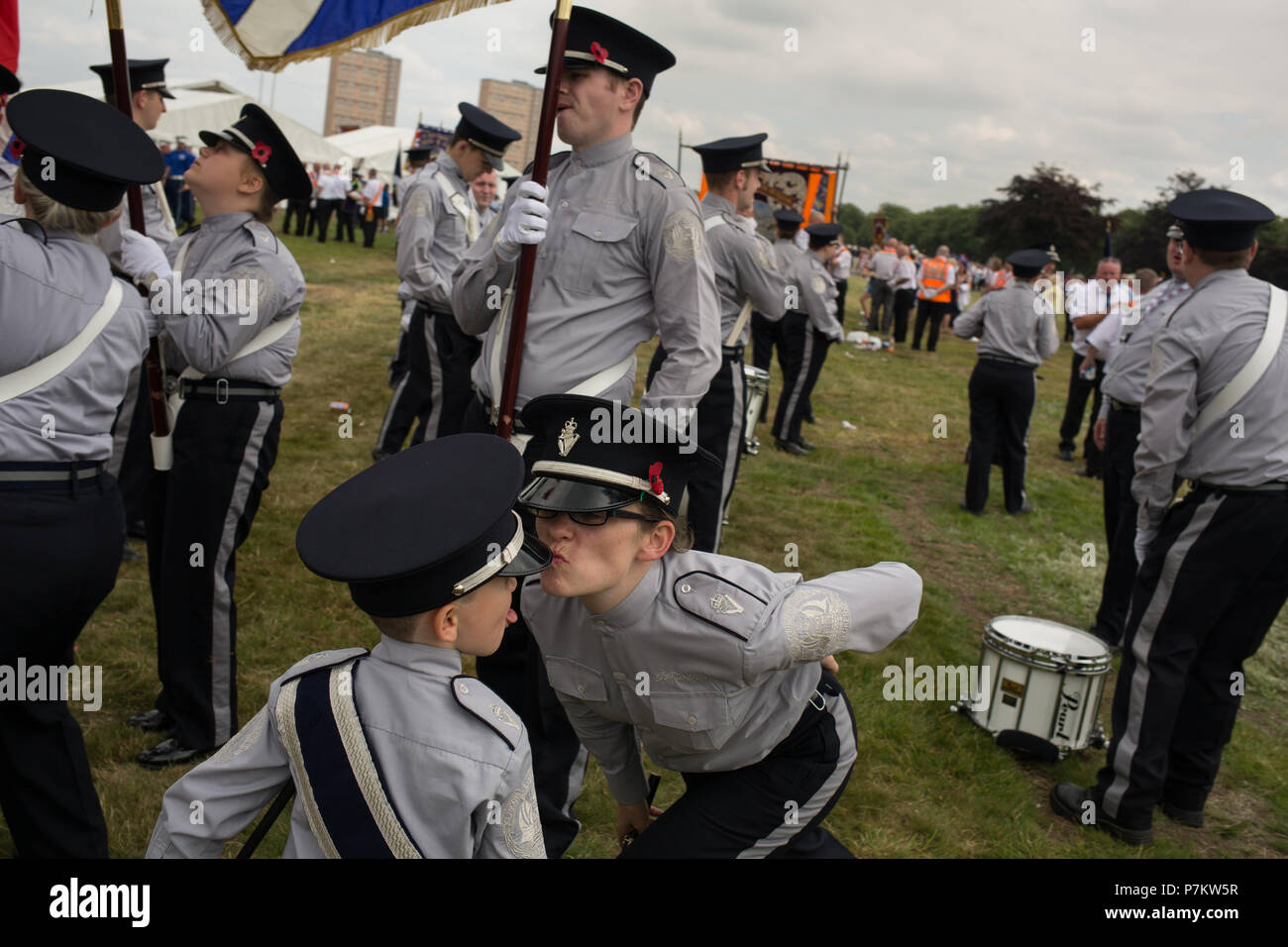 Glasgow, Scotland, on 7 July 2018. The annual Parade of Orange Order ...