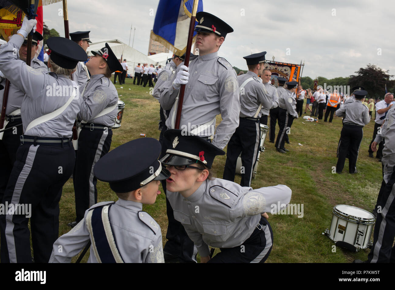 Glasgow, Scotland, on 7 July 2018. The annual Parade of Orange Order ...
