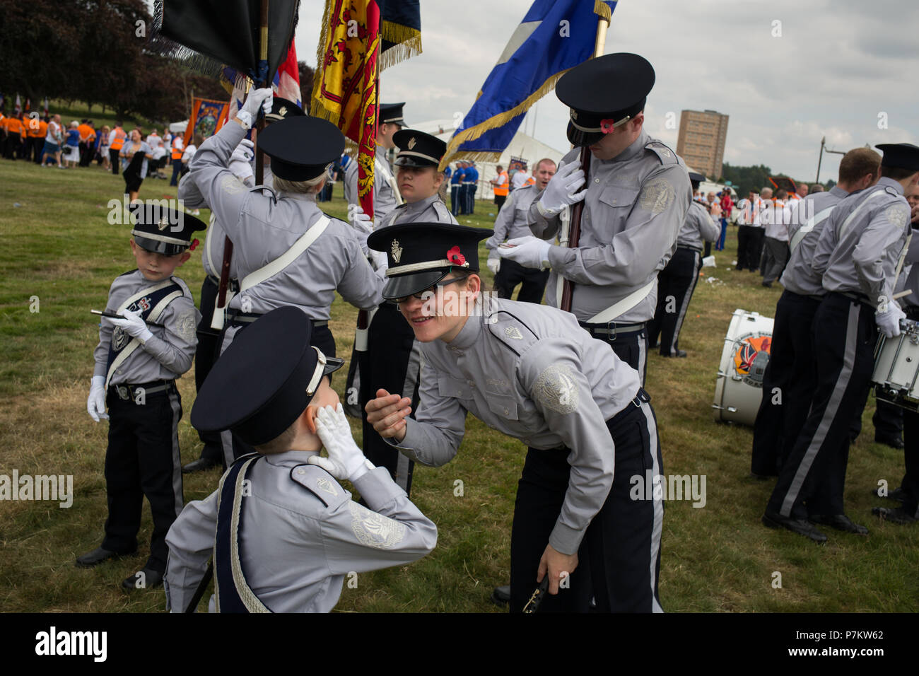 Glasgow, Scotland, on 7 July 2018. The annual Parade of Orange Order ...
